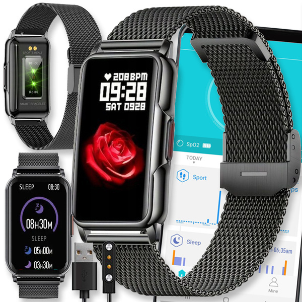 SMARTWATCH SMARTBAND ZEGAREK BRANSOLETKA PULS SEN CIŚNIENIE SATURACJA ...